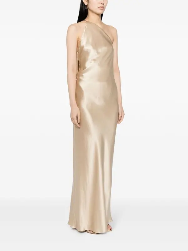 Michelle Mason One-shoulder Silk Gown - Gold