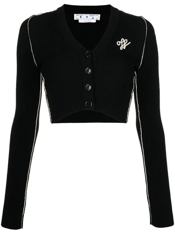 Off-White Outline Cropped Cardigan - Black