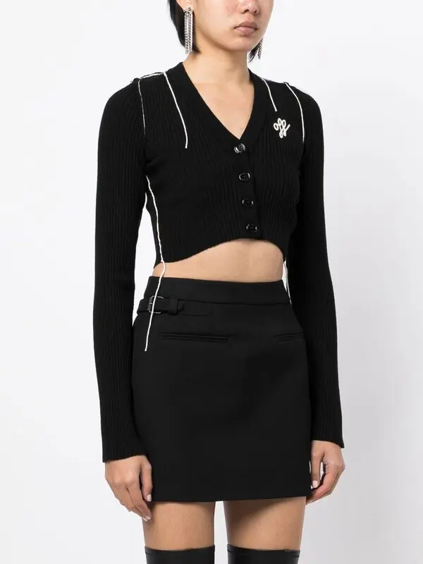 Off-White Outline Cropped Cardigan - Black