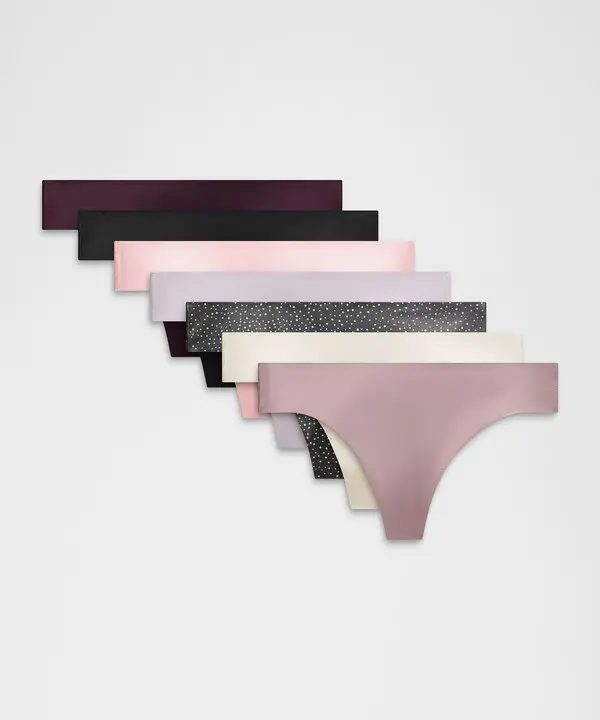 Lululemon Invisiwear Mid-rise Thong Underwear - Black/light Ivory/blush Quartz/irregular Dotty Antique White Graphite Grey/faint Lavender/twilight Rose/black Plum