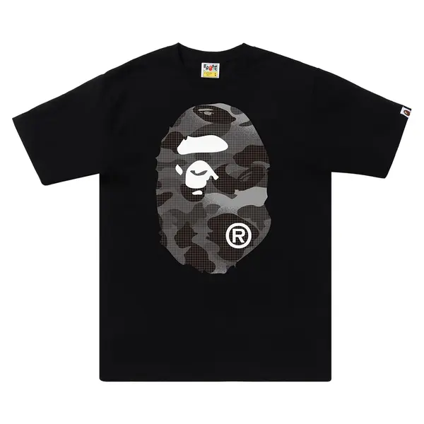 A BATHING APE Grid Camo Big Ape Head Tee - Black