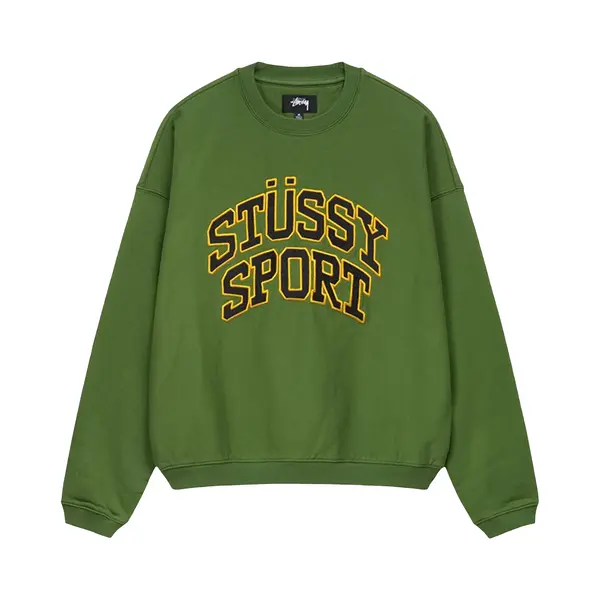 StüSsy Relaxed Oversized Crew - Green | Editorialist