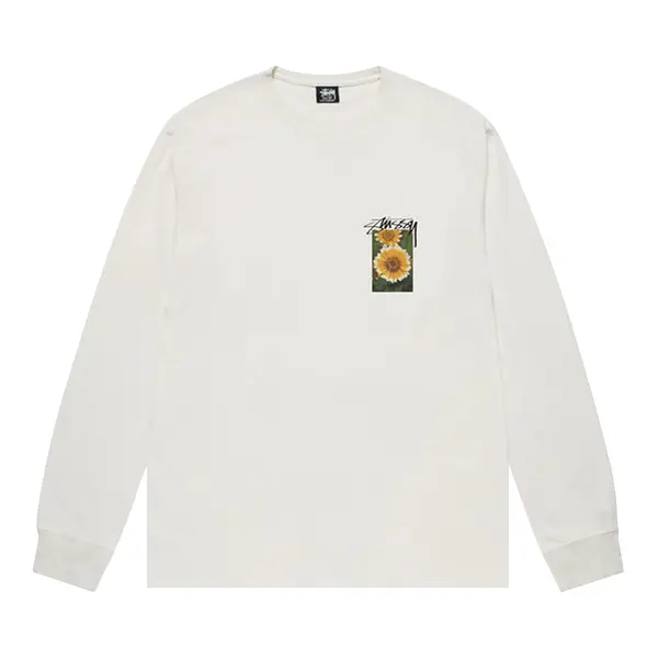 StÜssy Flower Grid Pigment Dyed Long-sleeve Tee 'natural - White