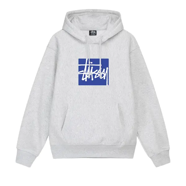 StÜssy Stock Box Logo Hoodie - Grey