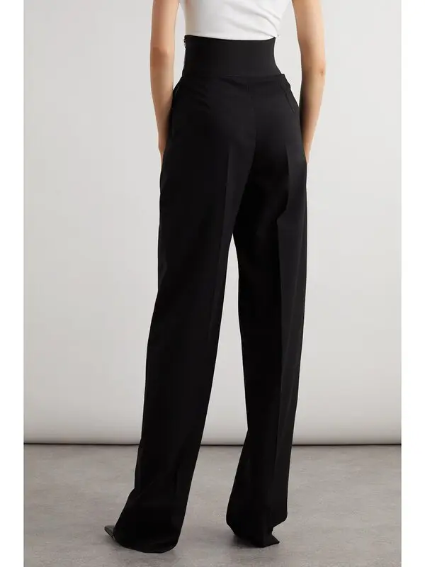 Alaïa Archetypes Belted Wool-blend Gabardine Wide-leg Pants - Black