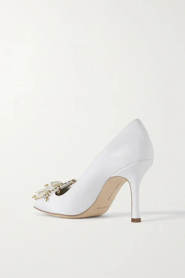 Manolo Blahnik 90 Embellished Grosgrain Pumps