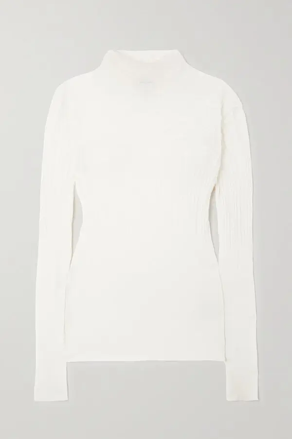 Bottega Veneta Ribbed Pointelle-knit Cotton-blend Sweater - White