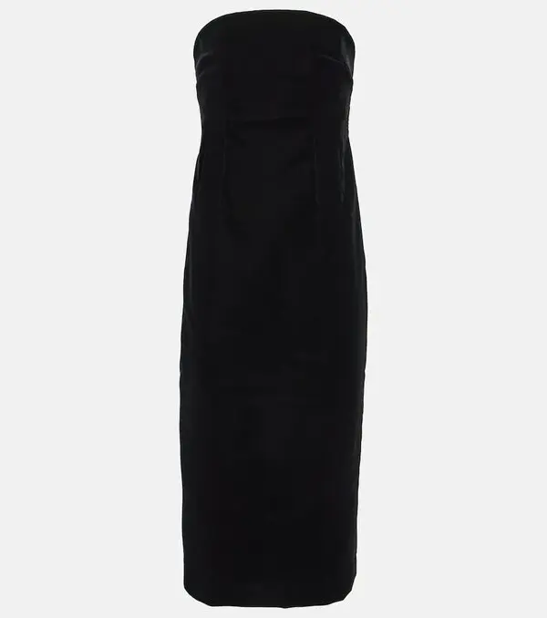 Wardrobe.NYC Strapless Velvet Midi Dress - Black