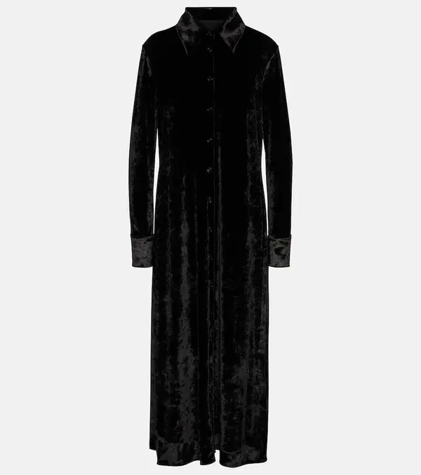 JIL SANDER Velvet Shirt Dress - Black