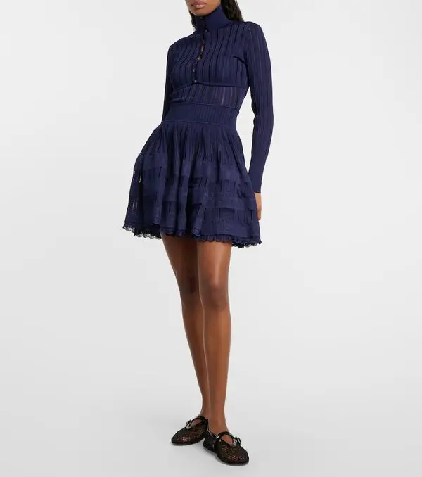 Alaïa Crinoline Cropped Cardigan - Blue