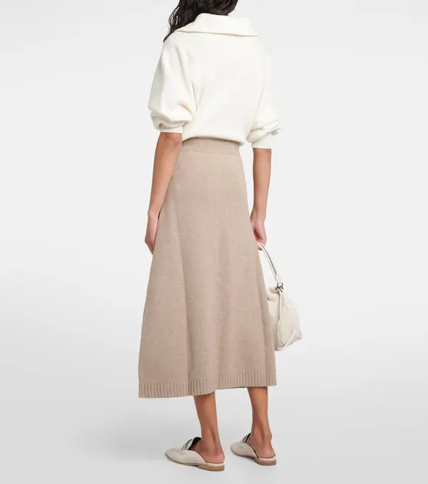 Brunello Cucinelli Wool And Silk-blend Midi Skirt