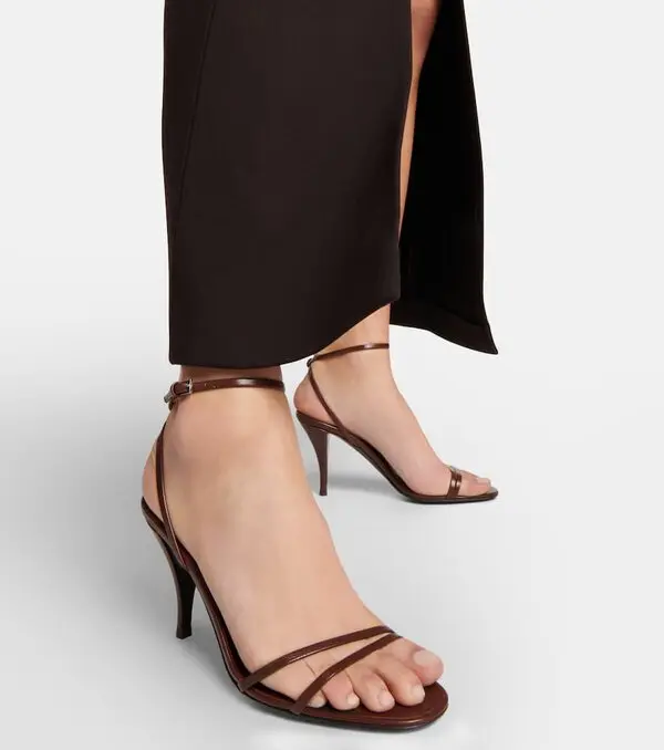 The Row Cleo Leather Sandals In Brown - 30% Off | Editorialist