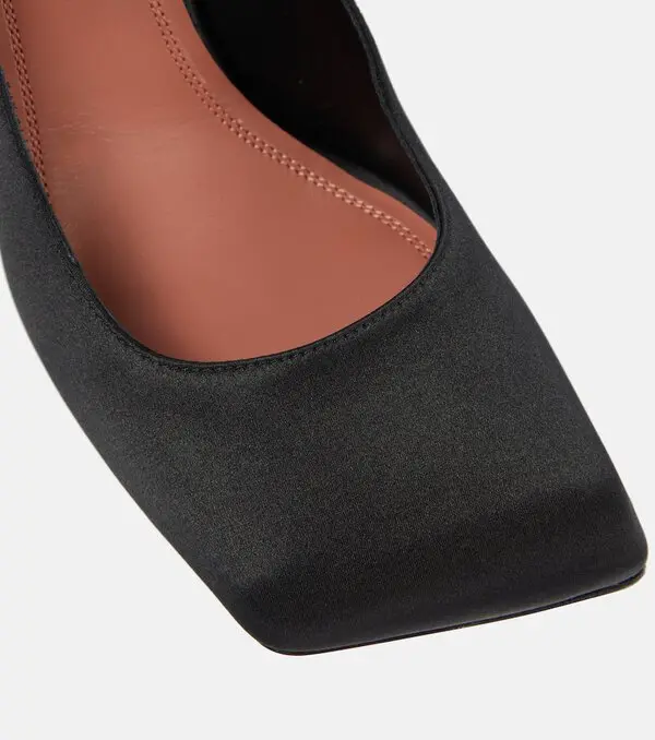 Amina Muaddi Charlotte 95 Satin Pumps - Black