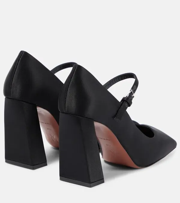 Amina Muaddi Charlotte 95 Satin Pumps - Black