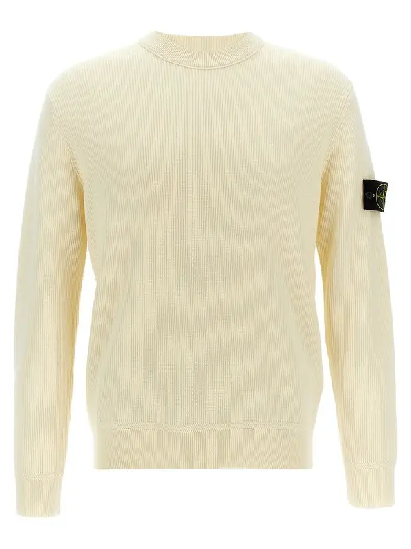 Stone Island Ribbed Wool Sweater - White