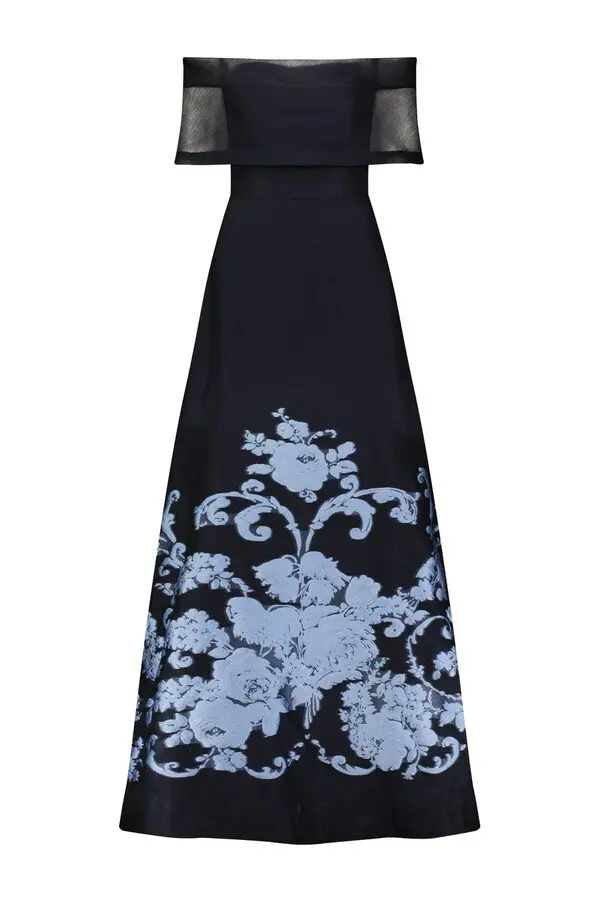 Lela Rose Baroque Floral Fil Coupe Deedie Gown