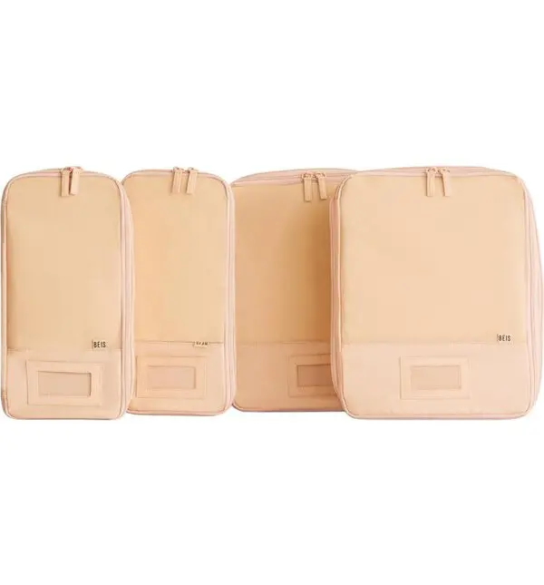 BEIS The Compression Set Of 4 Packing Cubes - Beige