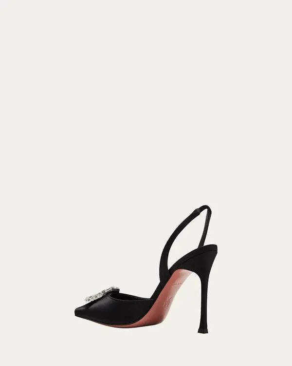Amina Muaddi Camelia Silk Crystal Halter Pumps