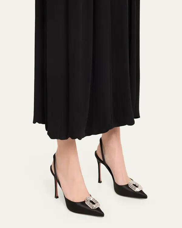 Amina Muaddi Camelia Silk Crystal Halter Pumps