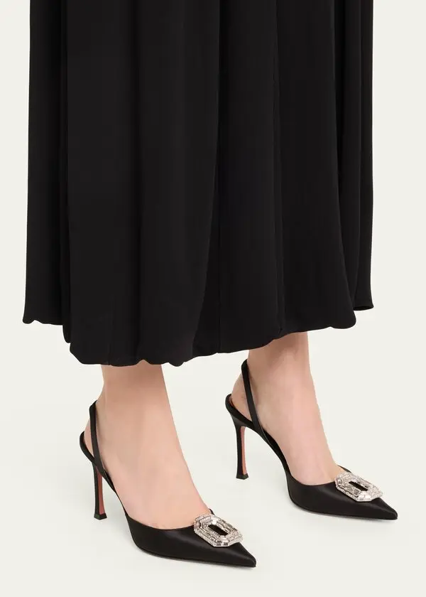 Amina Muaddi Camelia Silk Crystal Halter Pumps