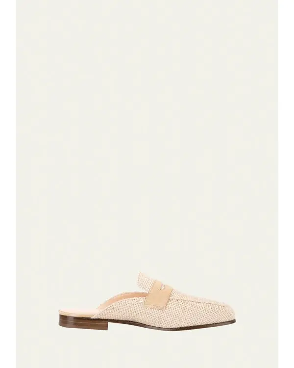 SOPHIQUE Riviera Raffia Penny Loafer Mules - Sand