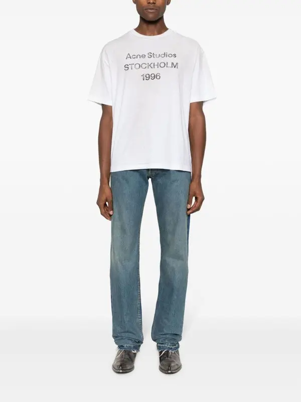 Acne Studios Logo Print Relaxed-fit T-shirt - Neutrals