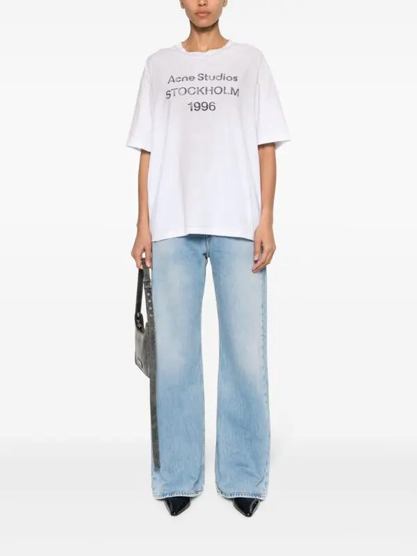 Acne Studios Logo Print Relaxed-fit T-shirt - Neutrals