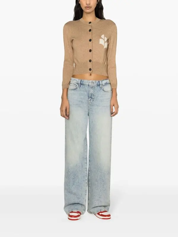 MARANT ETOILE Newton Intarsia-logo Cropped Cardigan - Neutrals