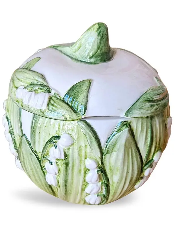 LES-OTTOMANS Lily Of The Valley Ceramic Sugar Pot - Green
