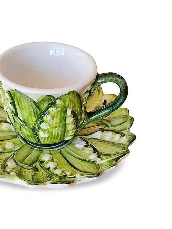 LES-OTTOMANS Lily Of The Valley Ceramic Coffee Cup And Saucer
