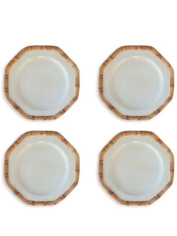 LES-OTTOMANS Bamboo Ceramic Dessert Plates - White