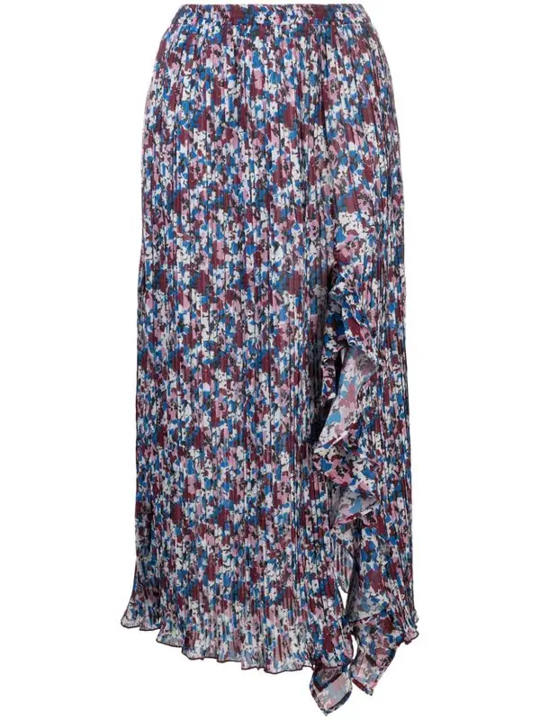 GANNI Floral-print Pleated Midi Skirt