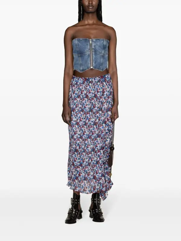 GANNI Floral-print Pleated Midi Skirt
