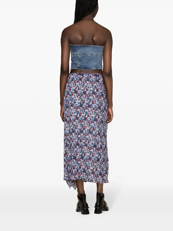 GANNI Floral-print Pleated Midi Skirt