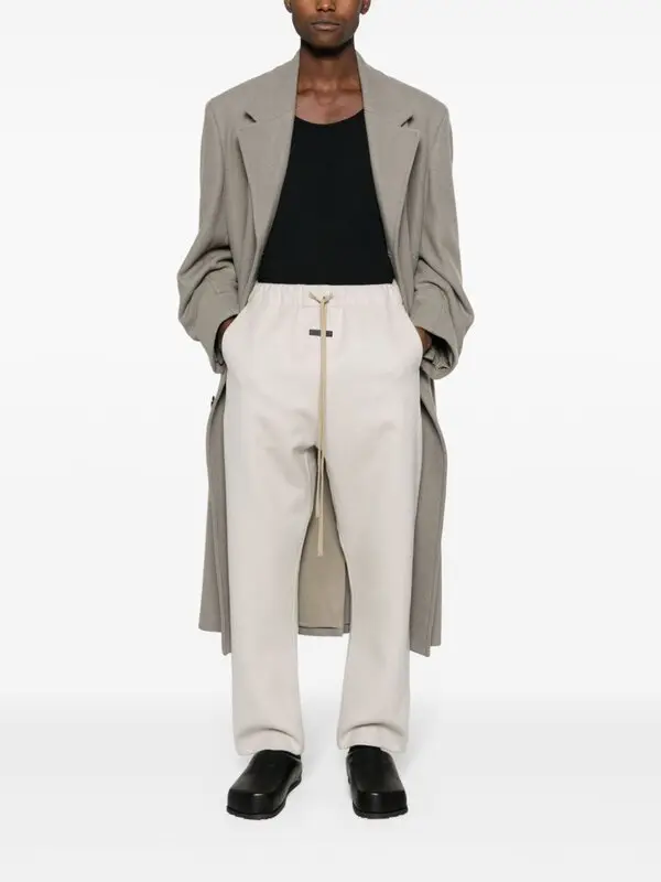 Fear Of God Logo-appliqué Virgin Wool-cashmere Blend Straight Leg Pants - Neutrals