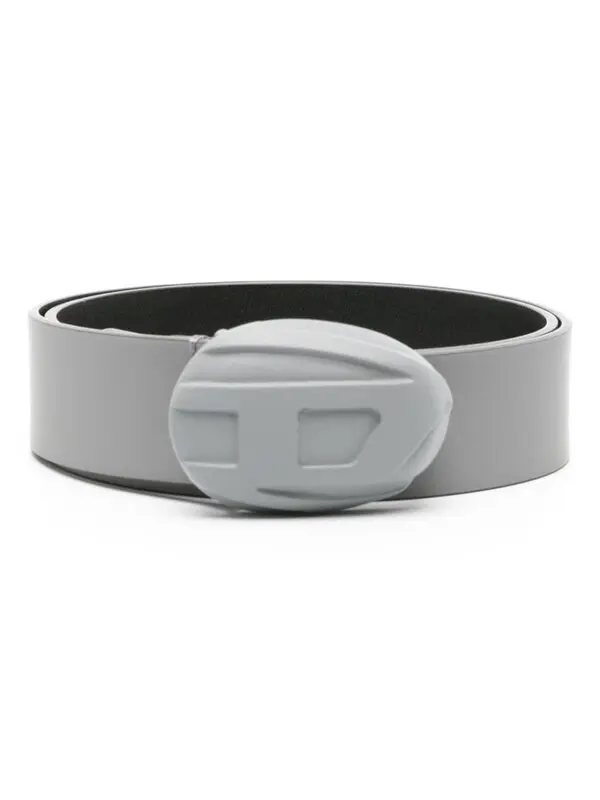DIESEL® Leather Belt With Embossed Oval-d Logo Buckle
