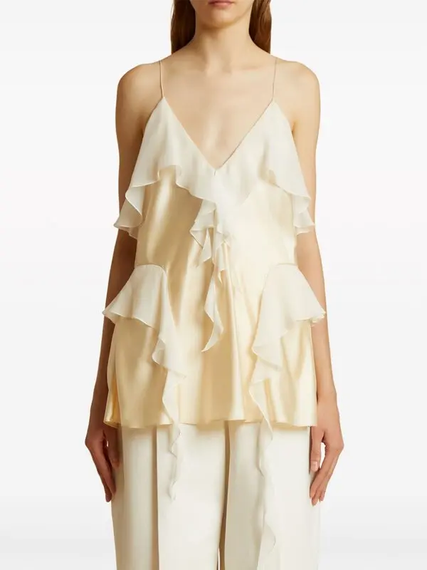 Khaite The Piet Ruffled Silk Top