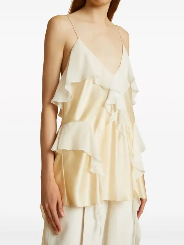 Khaite The Piet Ruffled Silk Top