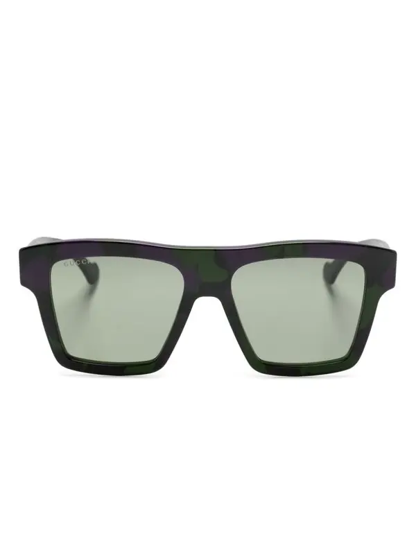 Gucci Rectangle-frame Tinted Sunglasses - Green