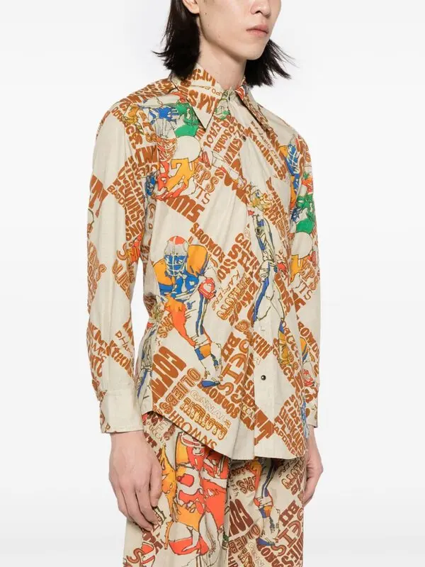 ERL Graphic-print Cotton Shirt - Brown