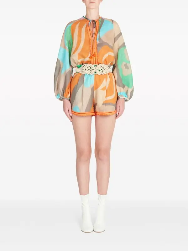 Silvia Tcherassi Giorgio Abstract-print Shorts - Orange