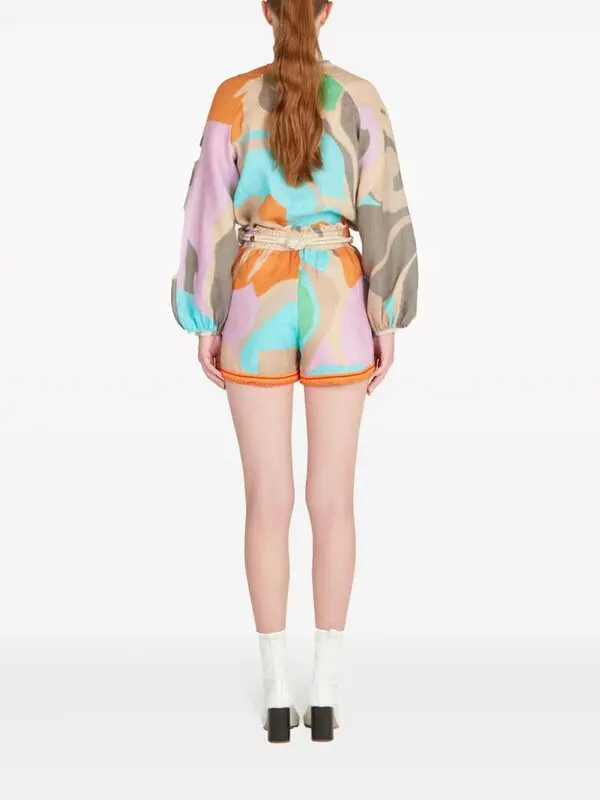 Silvia Tcherassi Giorgio Abstract-print Shorts - Orange