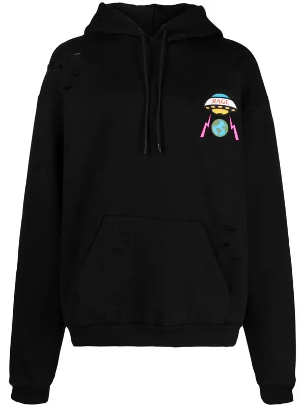 MEMBERS OF THE RAGE Logo-print Distressed Hoodie