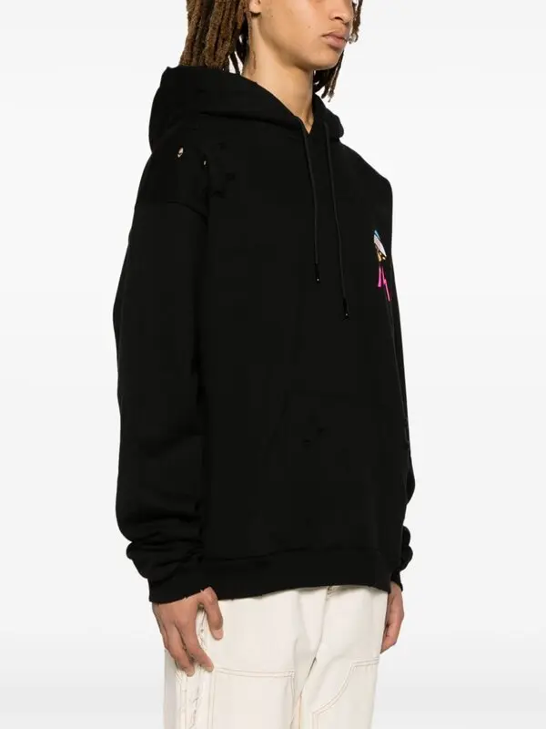 MEMBERS OF THE RAGE Logo-print Distressed Hoodie