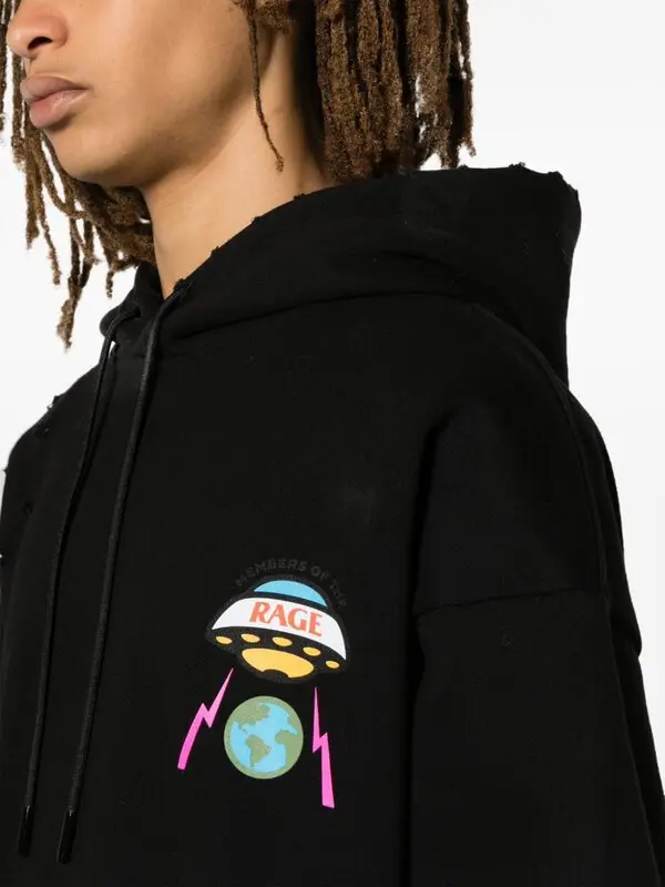 MEMBERS OF THE RAGE Logo-print Distressed Hoodie