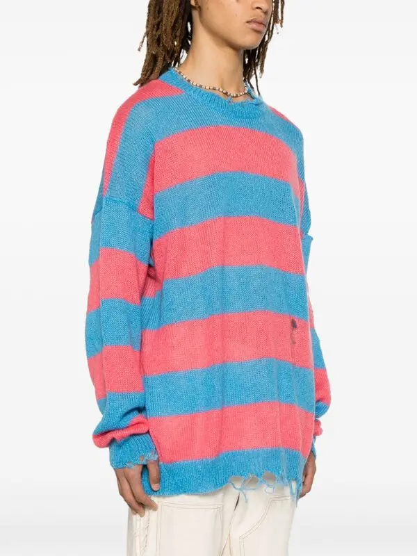 MEMBERS OF THE RAGE Distressed Striped Jumper