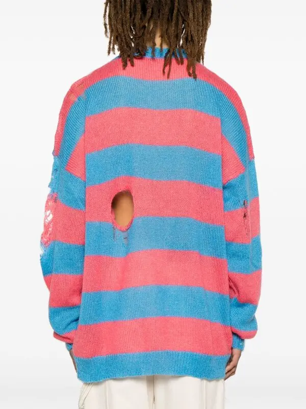 MEMBERS OF THE RAGE Distressed Striped Jumper