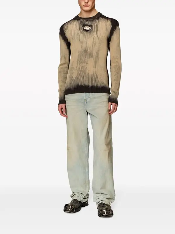 DIESEL® K-darin Ribbed-knit Jumper With Faded Effect And Logo Plaque