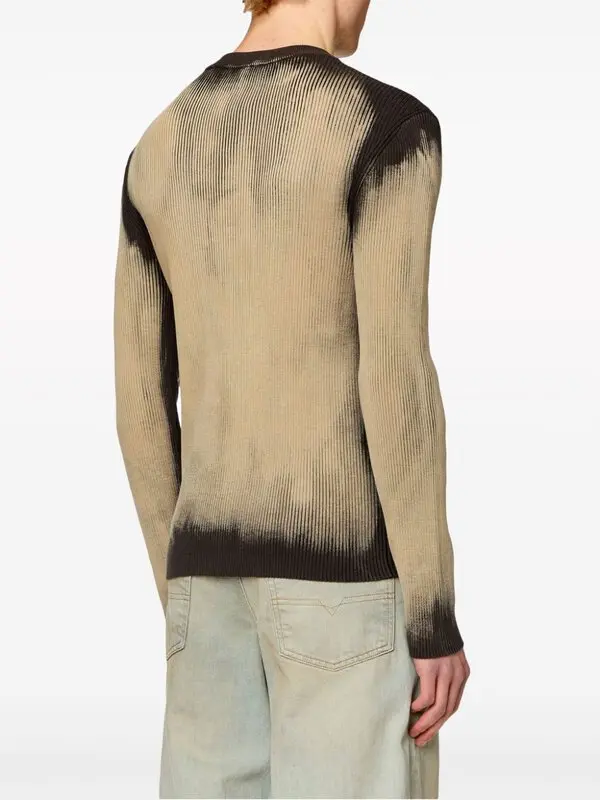 DIESEL® K-darin Ribbed-knit Jumper With Faded Effect And Logo Plaque