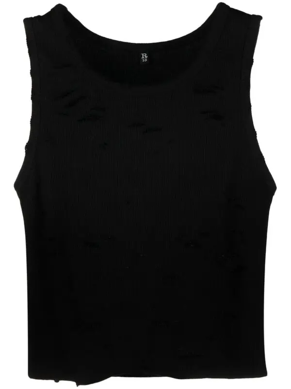 R13 Ripped Crop Top - Black